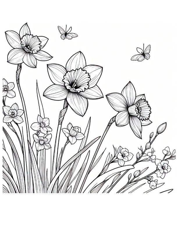 10 Daffodil Coloring Pages, Herald the Spring With Cosmic Pop's ...