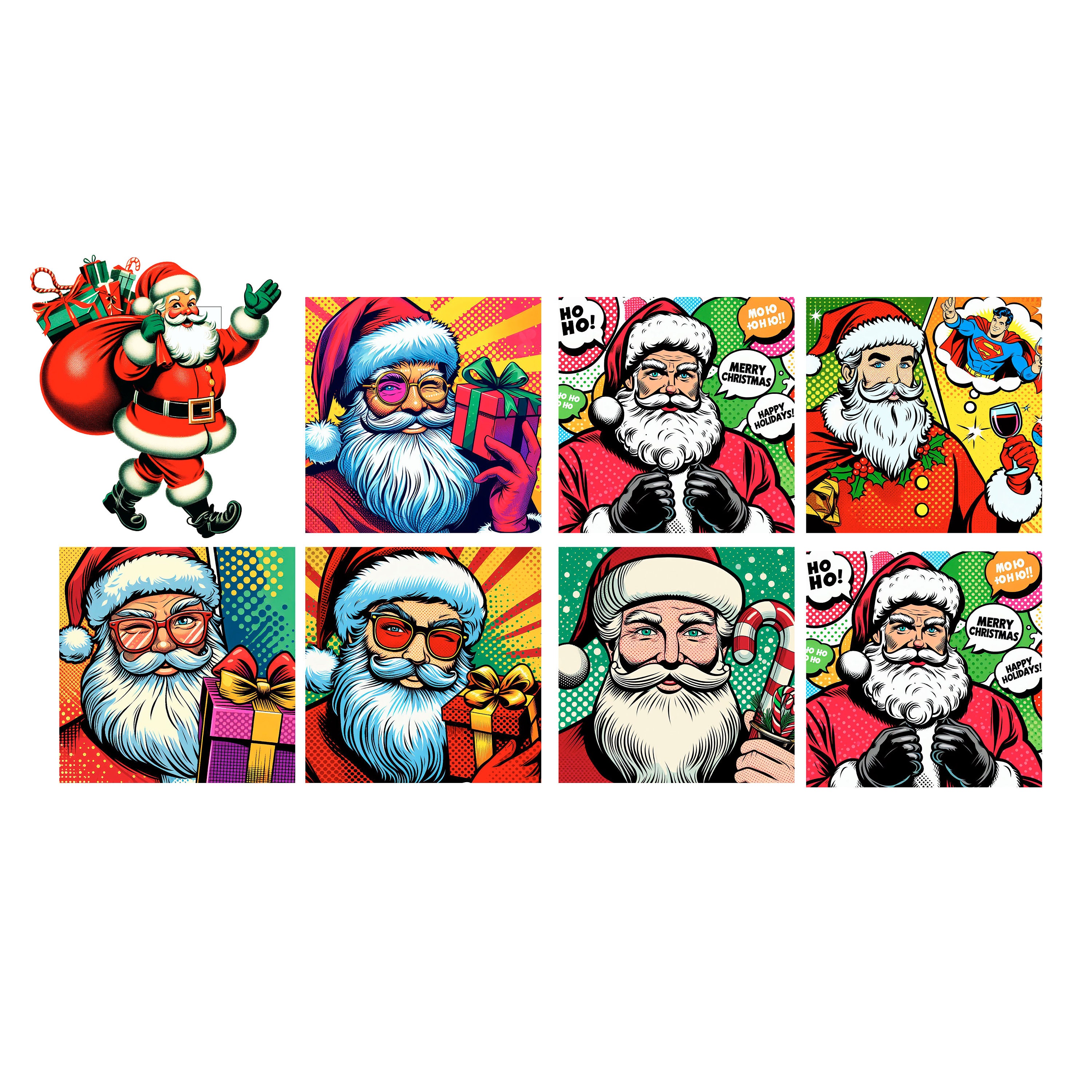Pop Art Santa Claus PNG Clipart, Scaleable Santa PNG Files, Graphic ...