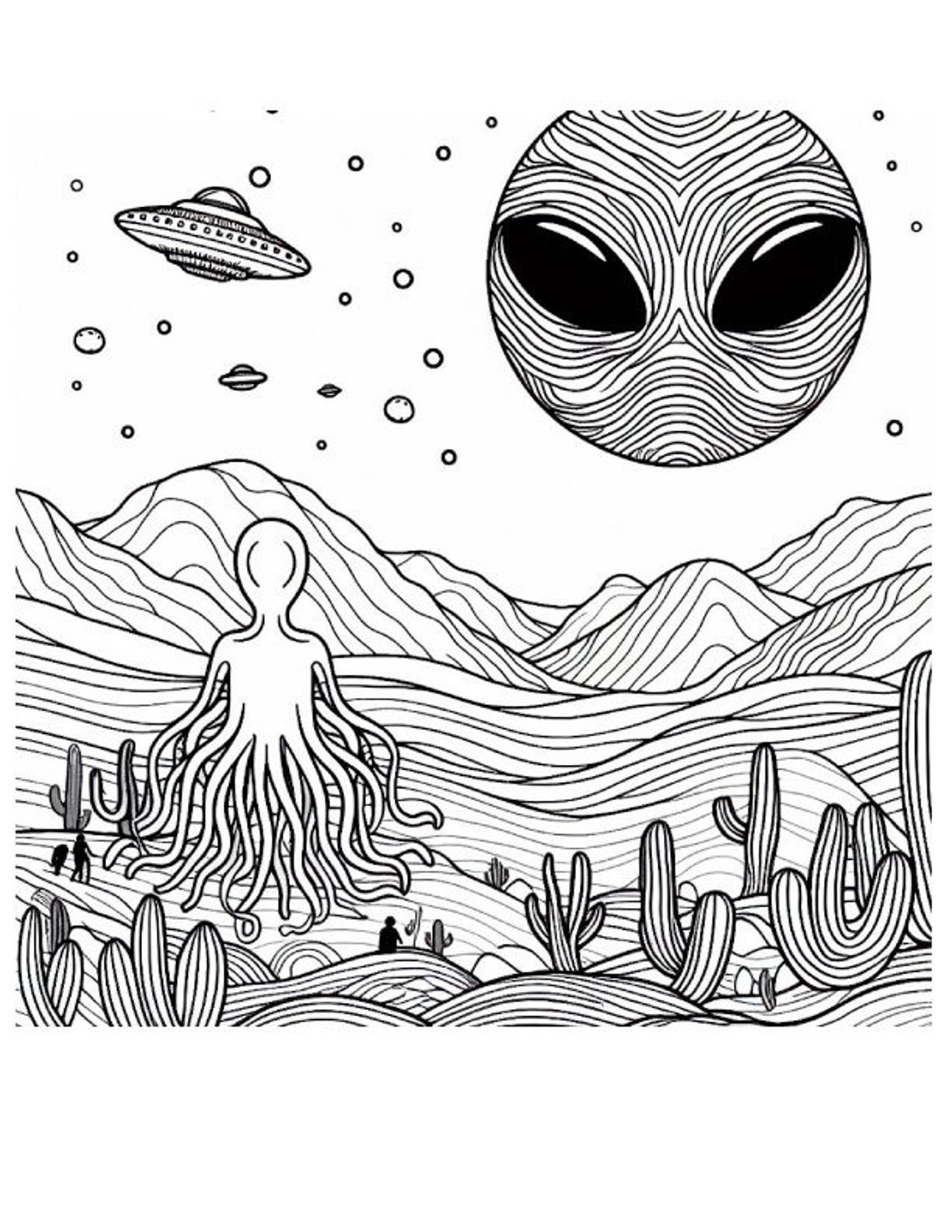10 Alien Coloring Pages, Gray Alien Coloring Book, Alien Invasion ...