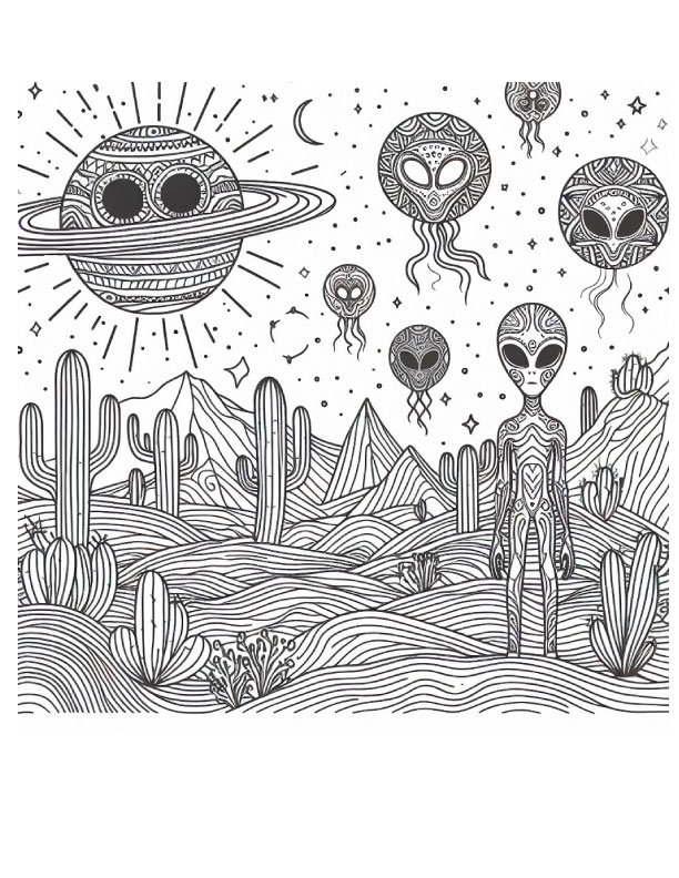 10 Alien Coloring Pages, Gray Alien Coloring Book, Alien Invasion ...