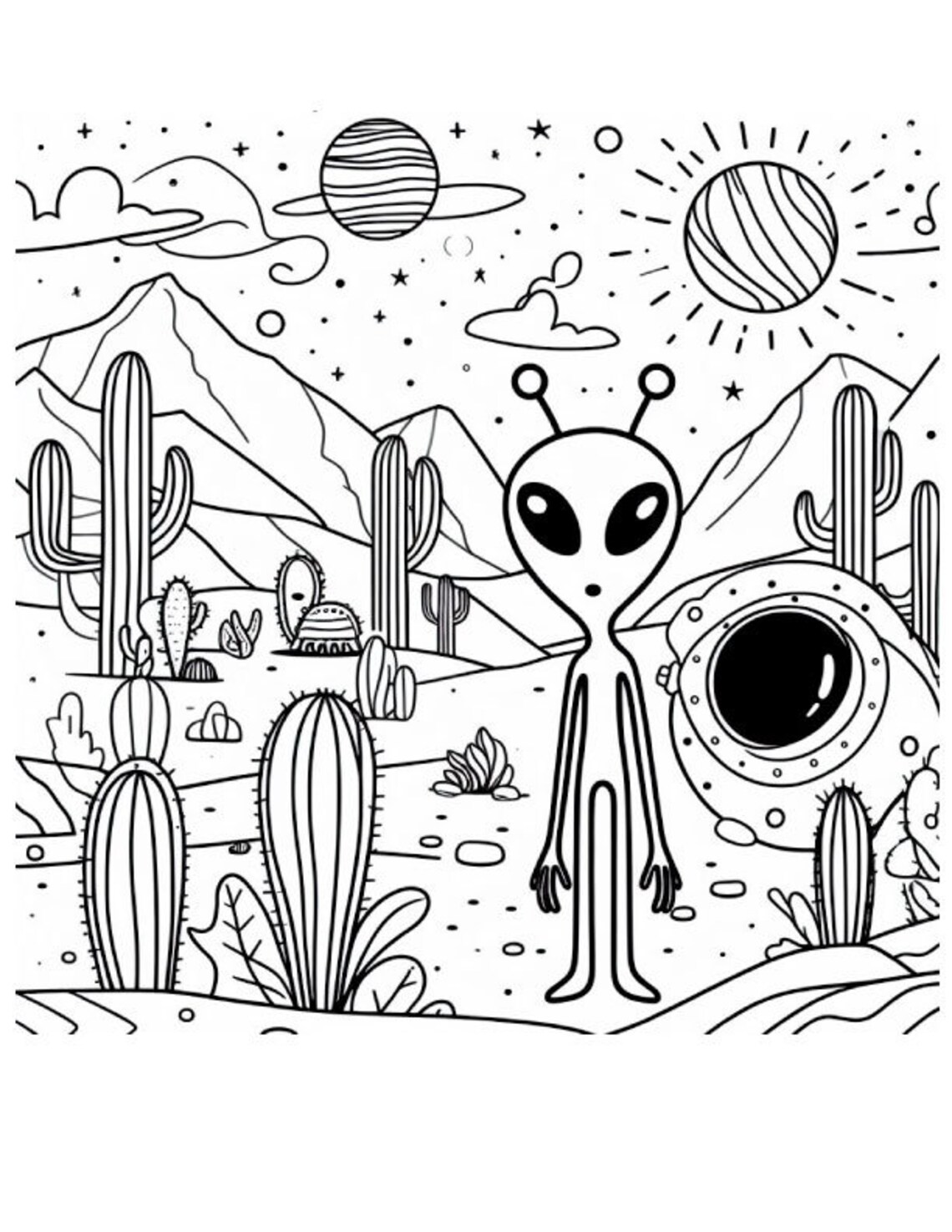 10 Alien Coloring Pages, Gray Alien Coloring Book, Alien Invasion ...