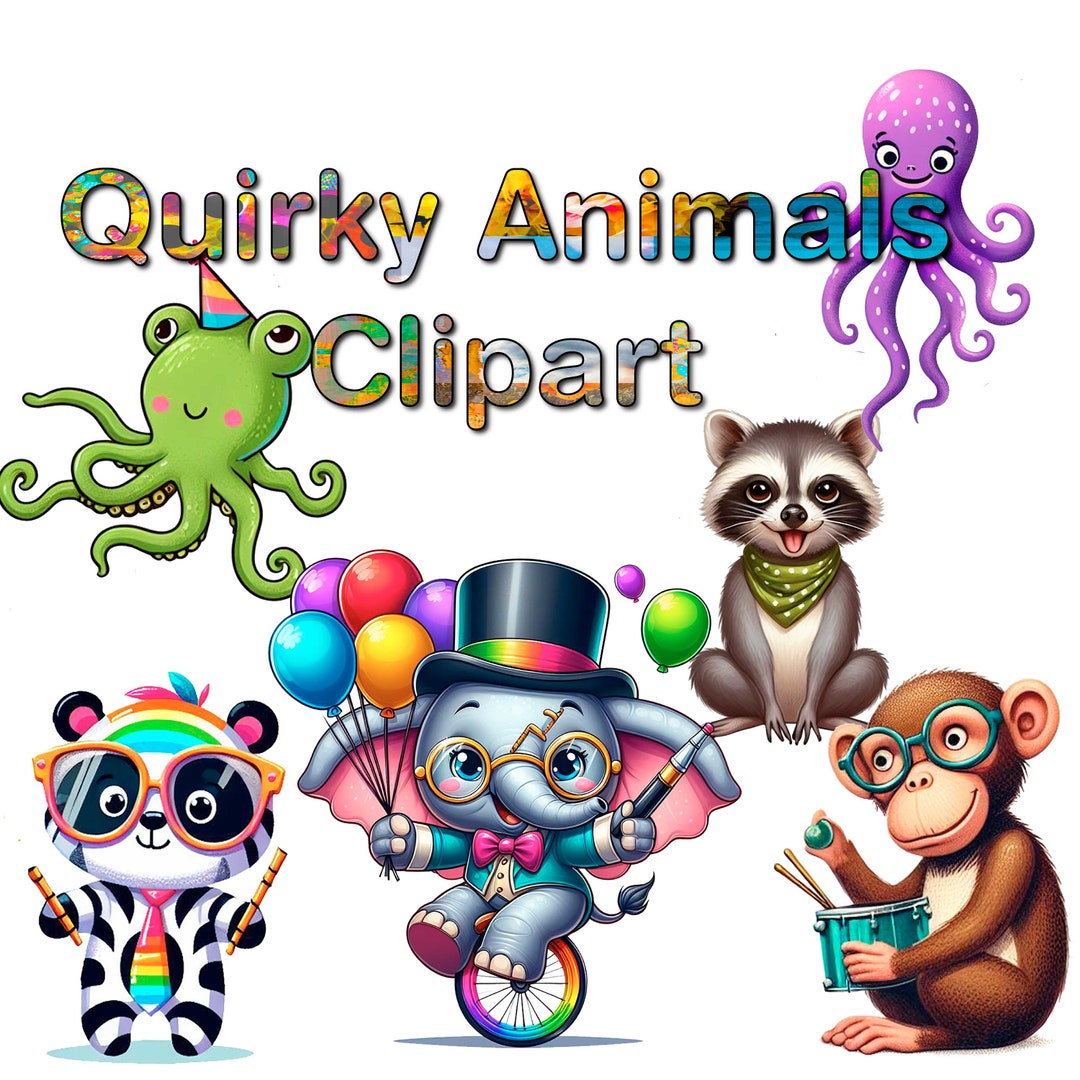 Quirky Animal Menagerie, Cute and Quirky Animal Clipart, Elephants ...