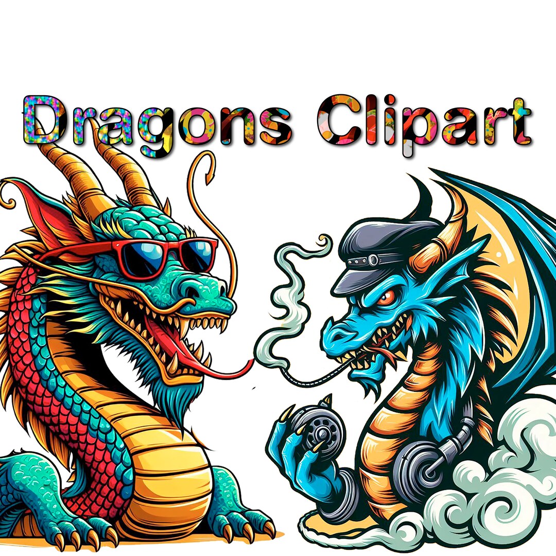 Fierce & Friendly Magical Dragons, Digital Clipart for All Your ...