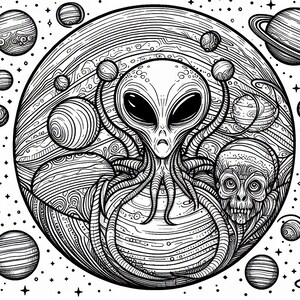 Blast off on a UFO Coloring Adventure: Explore Imaginary Alien Planets ...