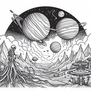 Blast off on a UFO Coloring Adventure: Explore Imaginary Alien Planets ...