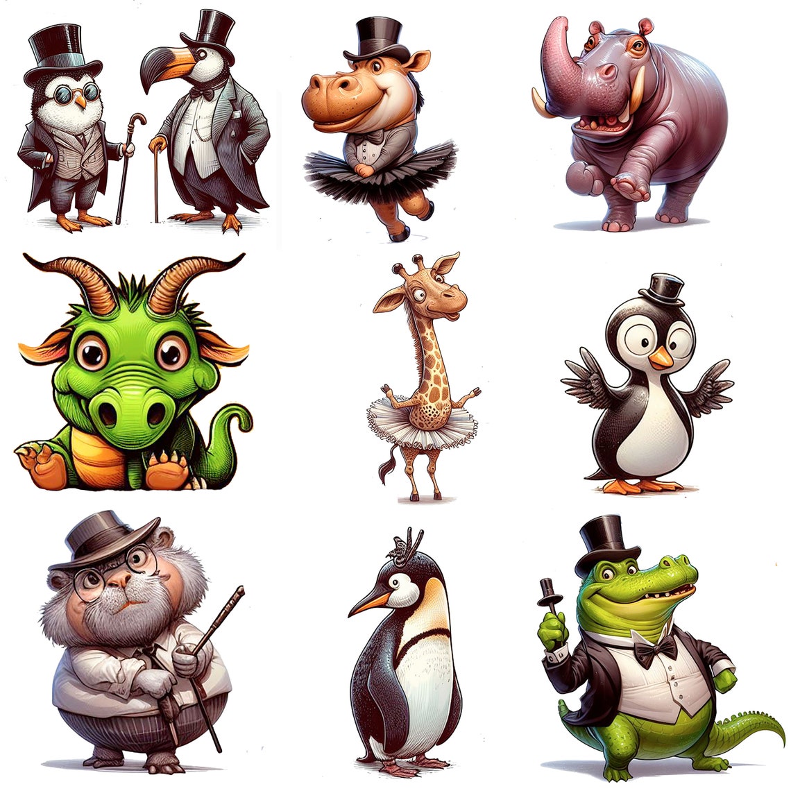 Kooky Animals, Cute and Quirky Animal Clipart, Elephants, Giraffes ...