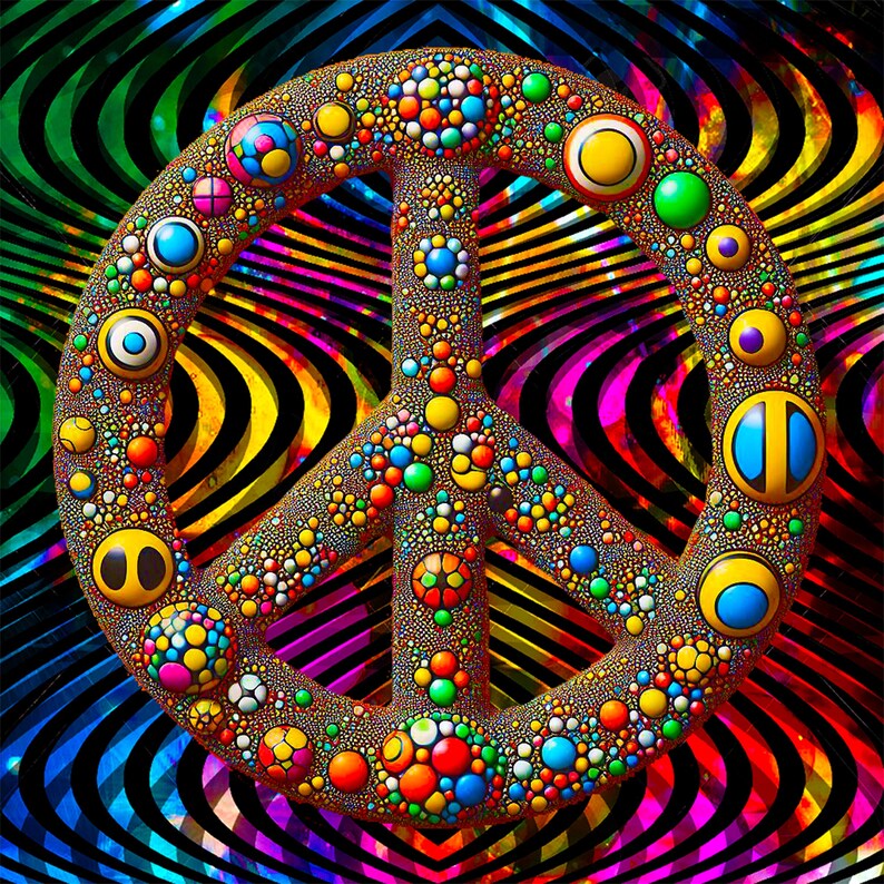 Pop Art Peace Sign Print: Kusama-inspired Polka Dot Wall Decor (digital ...