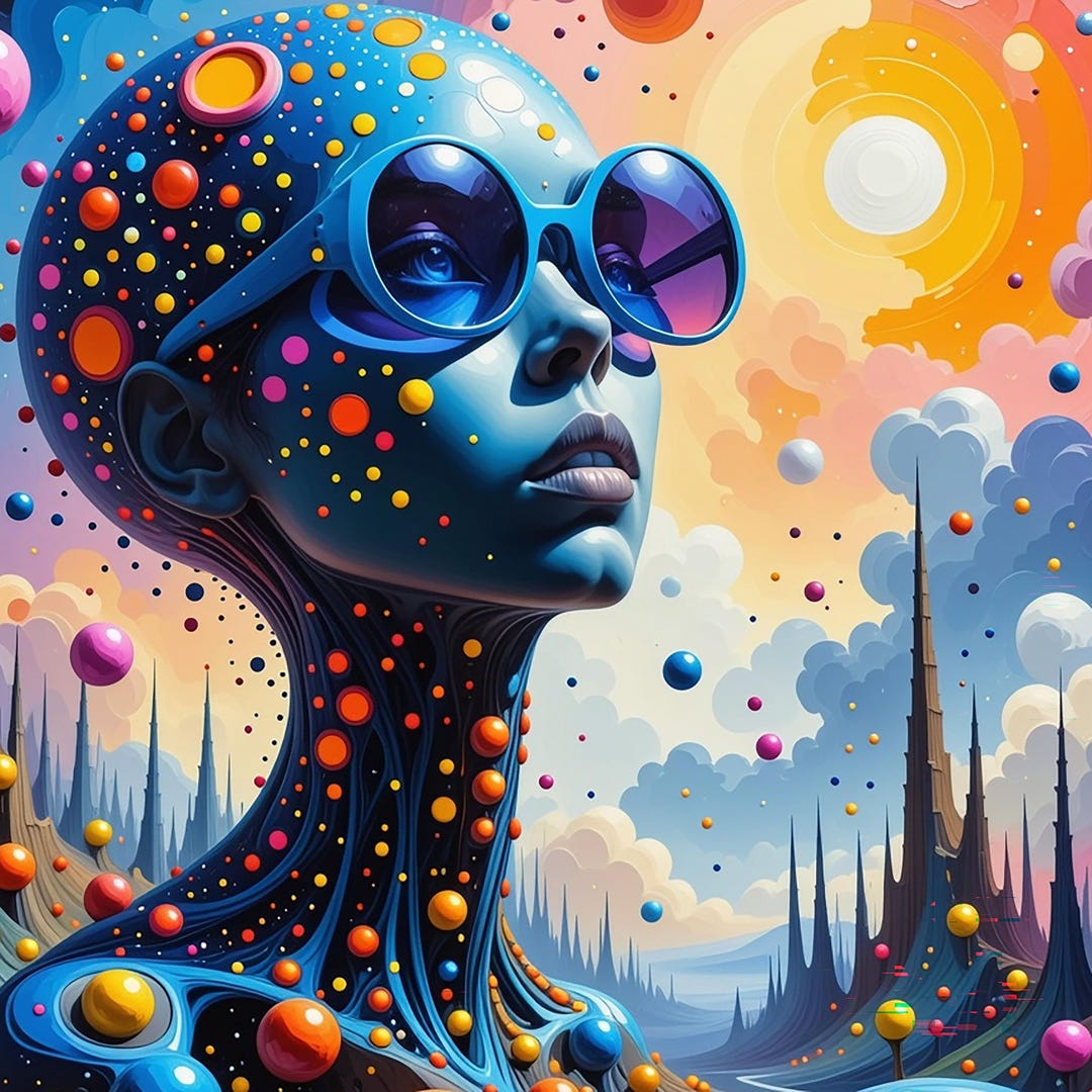 Cosmic Goddess Print | Psychedelic Alien Digital Art | Vibrant Surreal ...