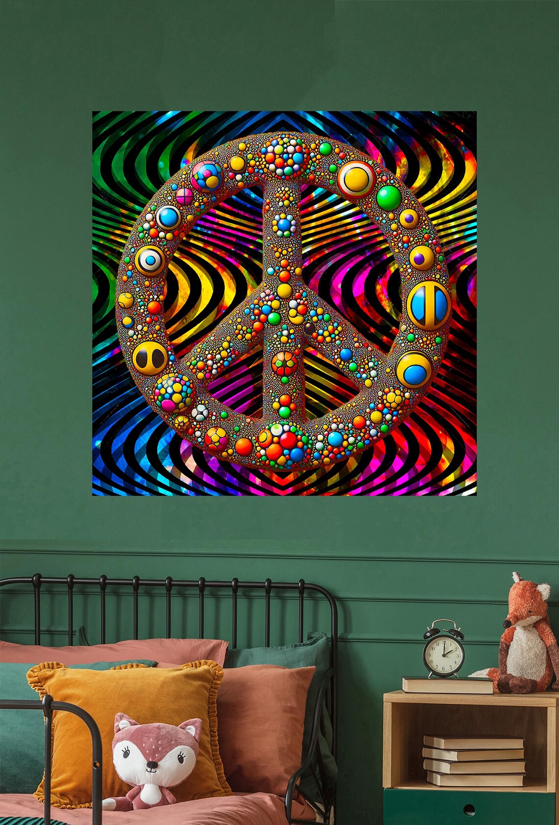 Pop Art Peace Sign Print: Kusama-inspired Polka Dot Wall Decor (digital ...