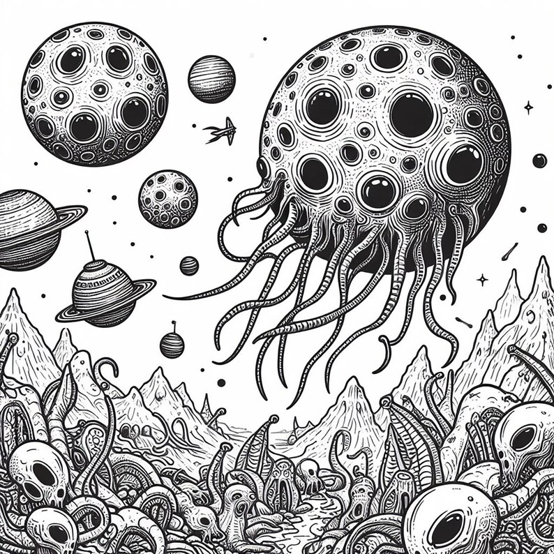Blast off on a UFO Coloring Adventure: Explore Imaginary Alien Planets ...