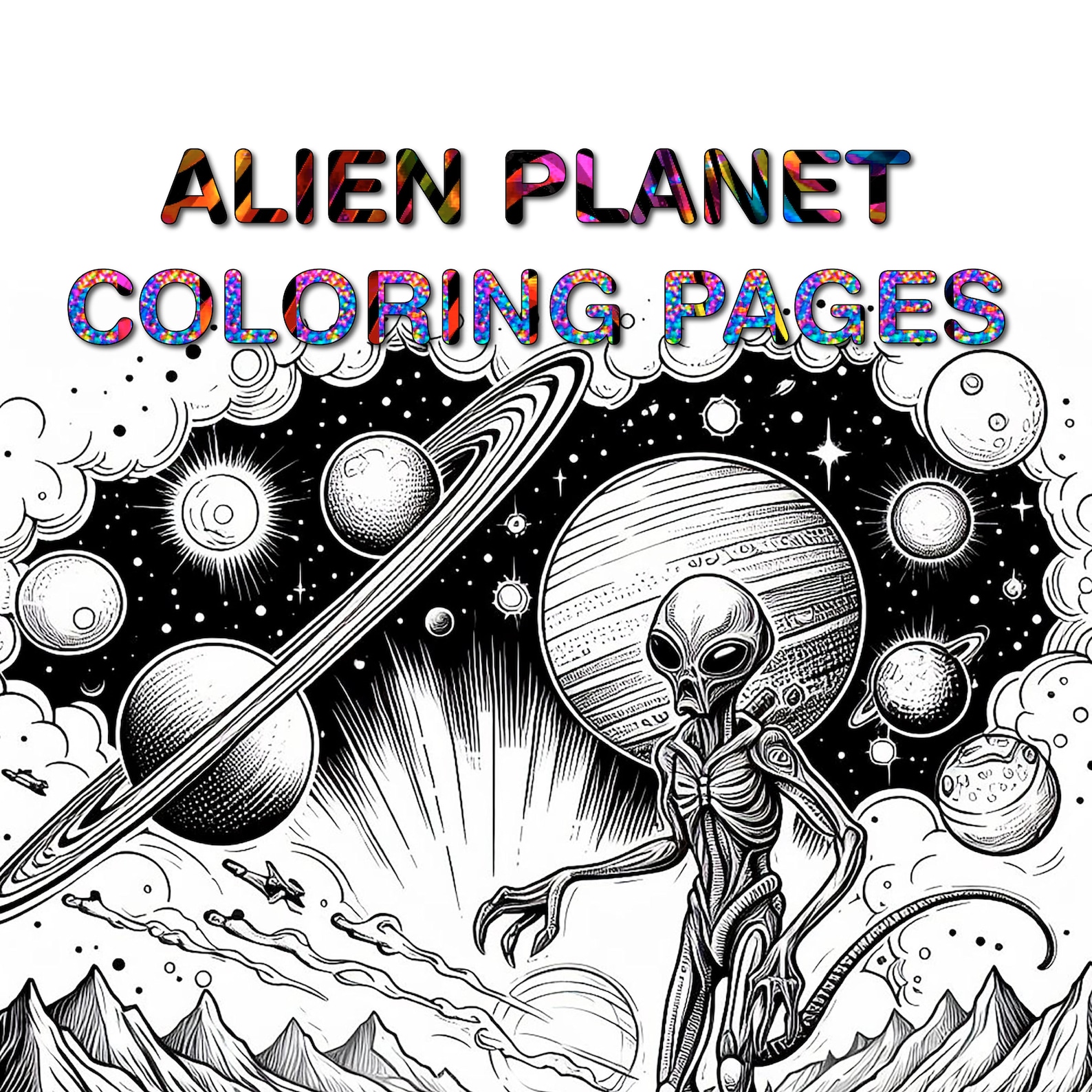 Blast off on a UFO Coloring Adventure: Explore Imaginary Alien Planets ...