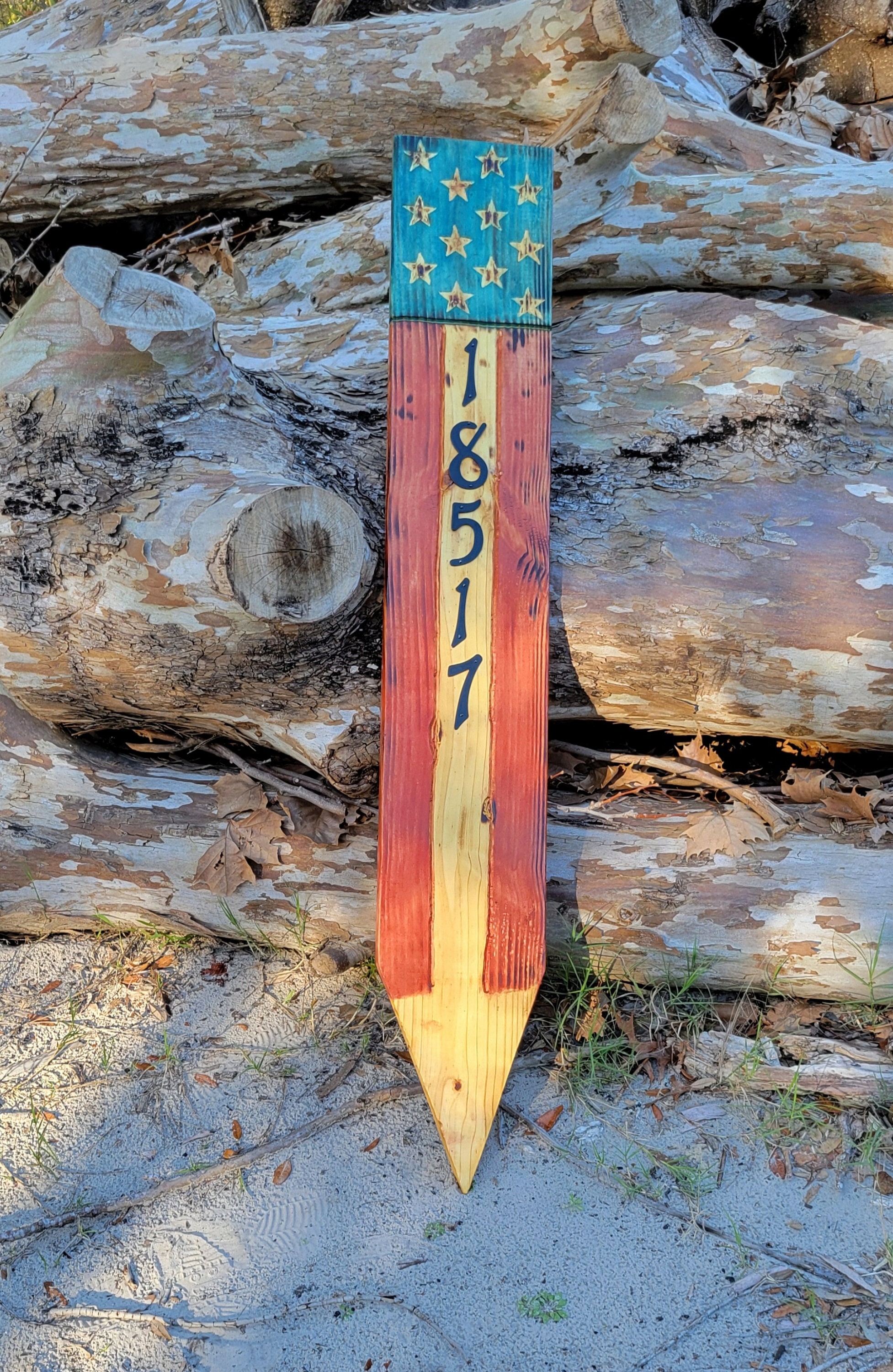 Custom American Flag Address Yard Sign - Etsy