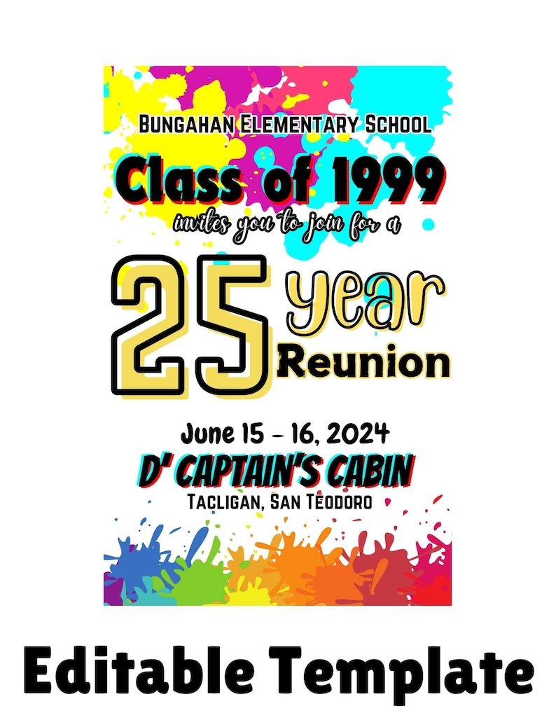 Class Reunion Invitation Template Editable, Customizable High School ...