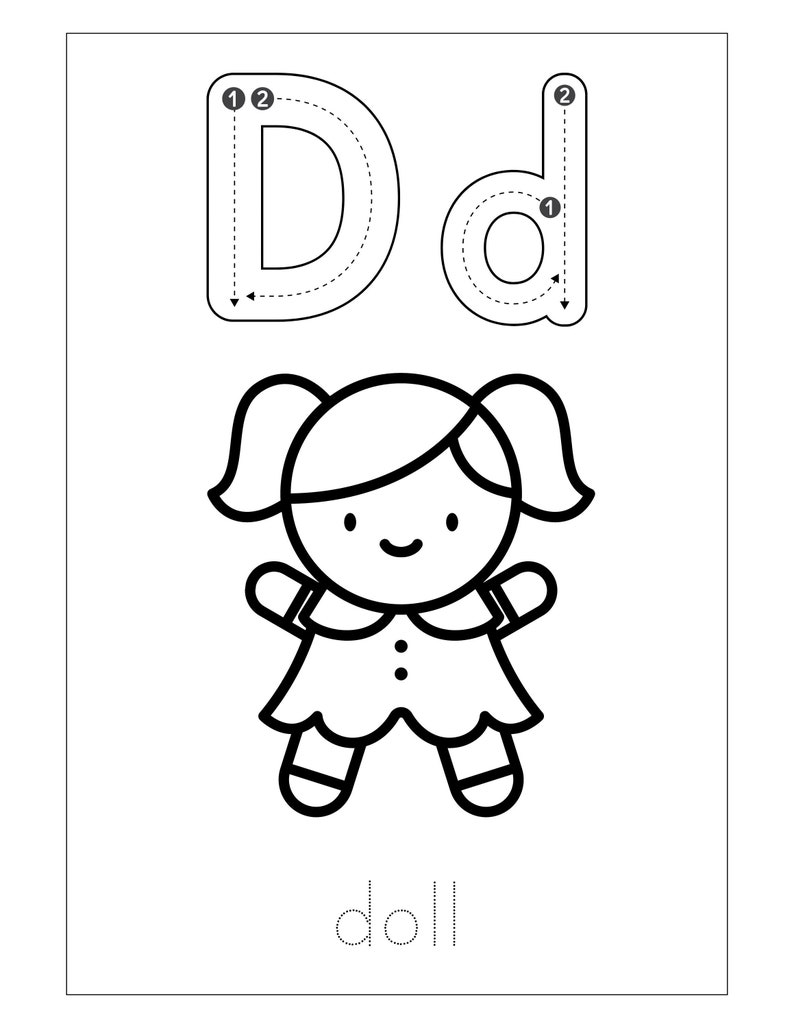 Alphabet Coloring and Tracing Pages for Kids - Objects Coloring Book ...