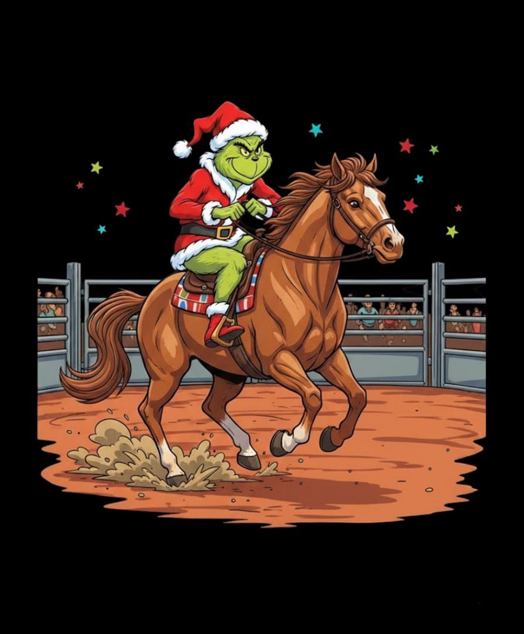 Grinch on Horse PNG, Christmas Rodeo Cowboy Grinch, Grinch Riding Horse ...