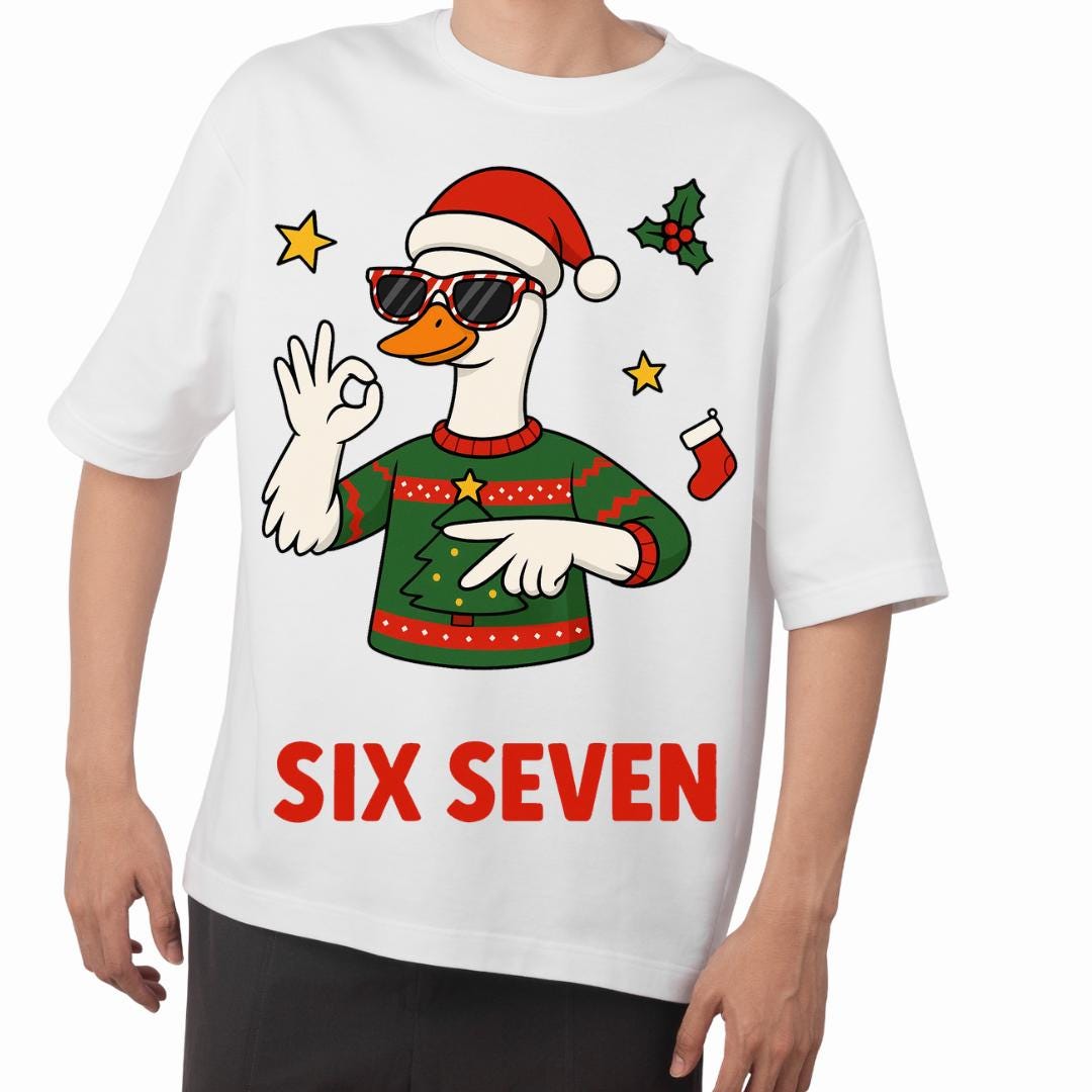 Santa Goose Six Seven, Funny Christmas Goose, Santa Goose, Holiday ...
