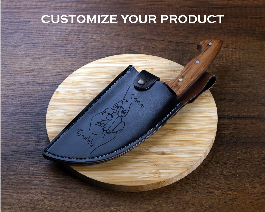Personalized Daddy Knife With Sheath, Handmade Cleaver for Dad, Fathers ...