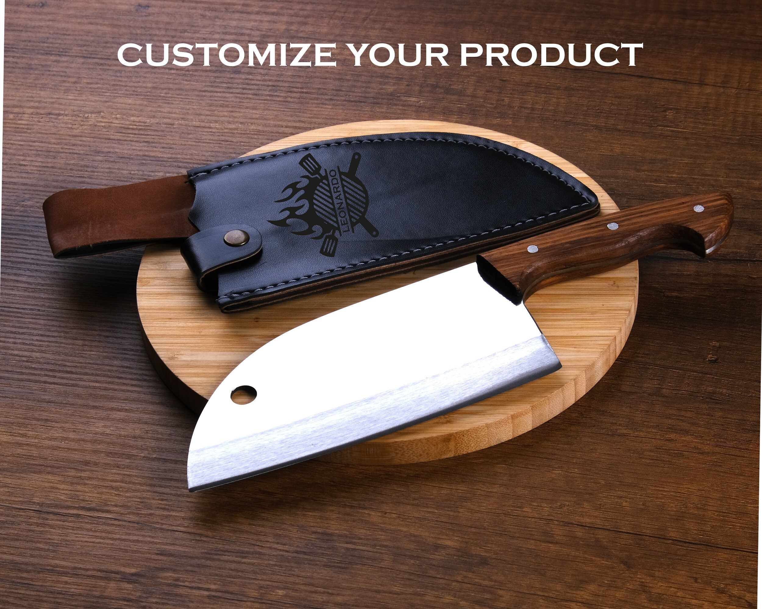Personalized Daddy Knife With Sheath, Handmade Cleaver for Dad, Fathers ...