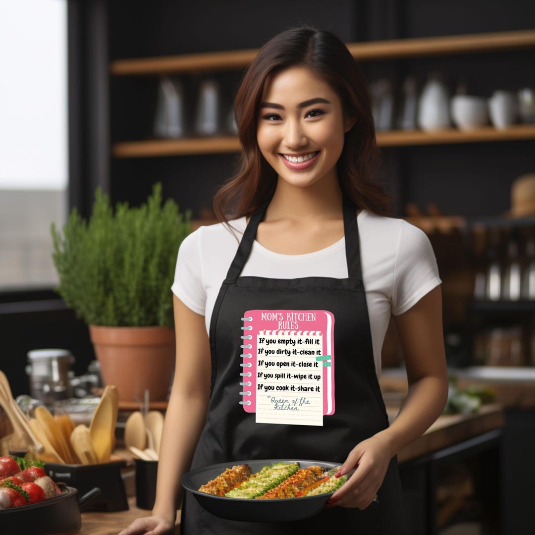 Best Kitchen Rules Apron, Rules Apron for Women, Cute Cotton Apron ...