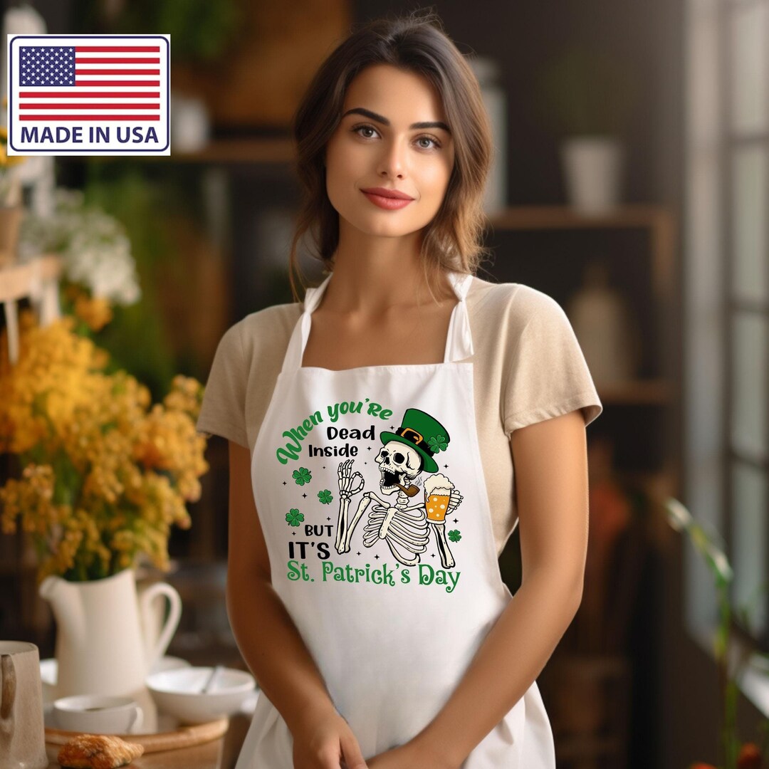 St. Patrick's Day Apron, Customizable Kitchen Apron, Cute Patrick's Day ...