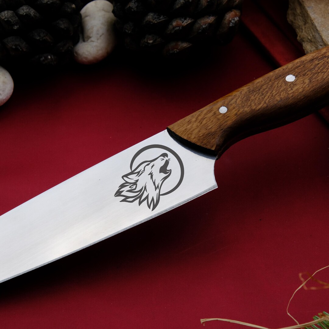 Handmade Wolf Engraved Knife, Chef Knife for Professional, Ultra Sharp ...