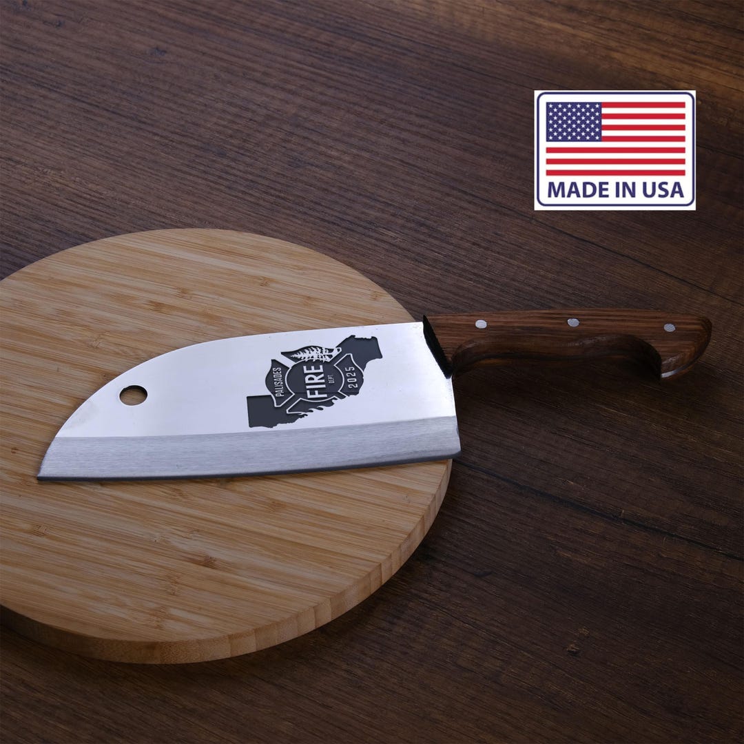Fireman Knife With Leather Sheath, Special Gift With Laser Engraved ...