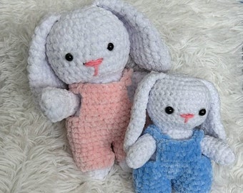 Coquette Bunny With Overalls Crochet XS Plush - Etsy