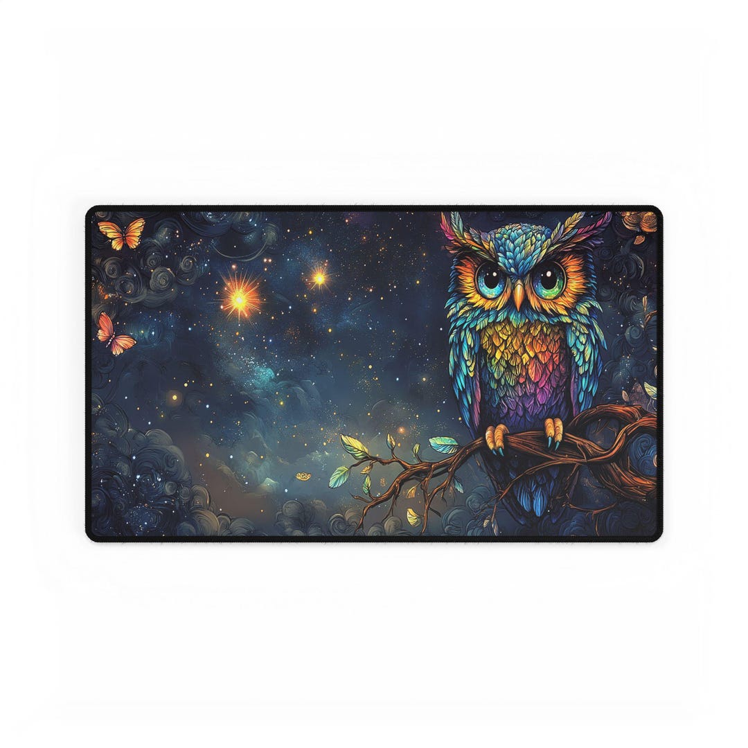 Colorful Owl Desk Mat - Playmat 24x14 Game Mats Tabletop Magic for MTG ...
