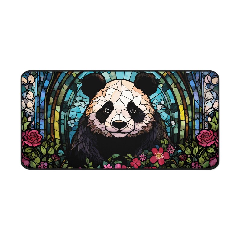 Panda Stained Glass Mousepad/desk Mat Beautiful Art 3 Sizes Available ...