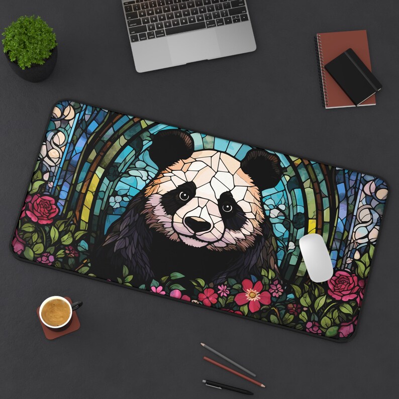 Panda Stained Glass Mousepad/desk Mat Beautiful Art 3 Sizes Available ...