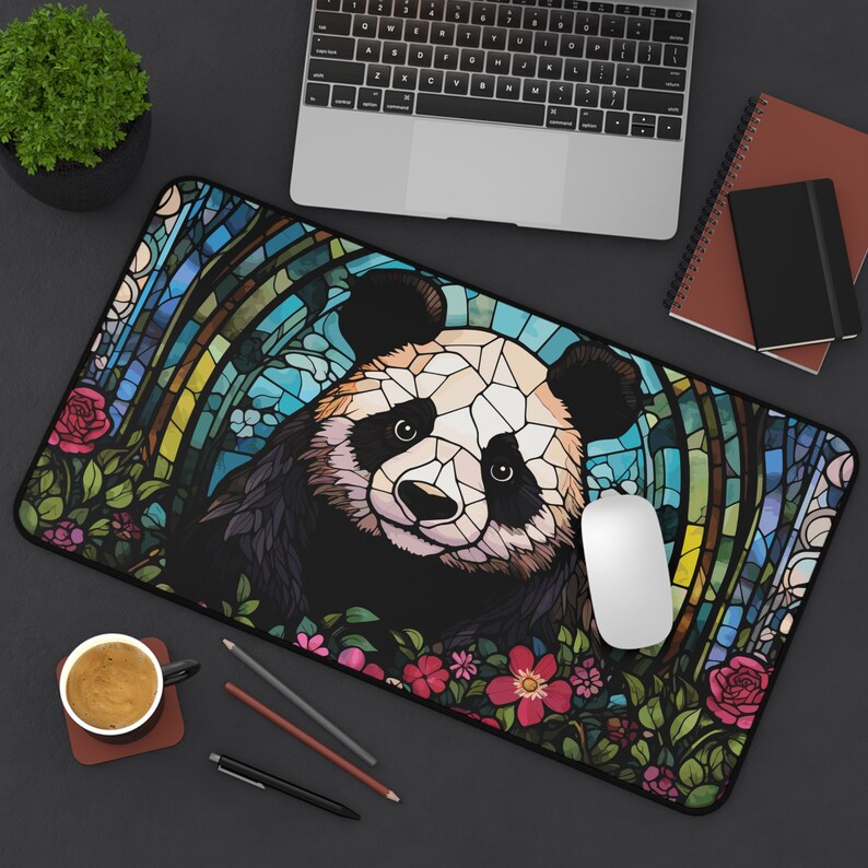 Panda Stained Glass Mousepad/desk Mat Beautiful Art 3 Sizes Available ...