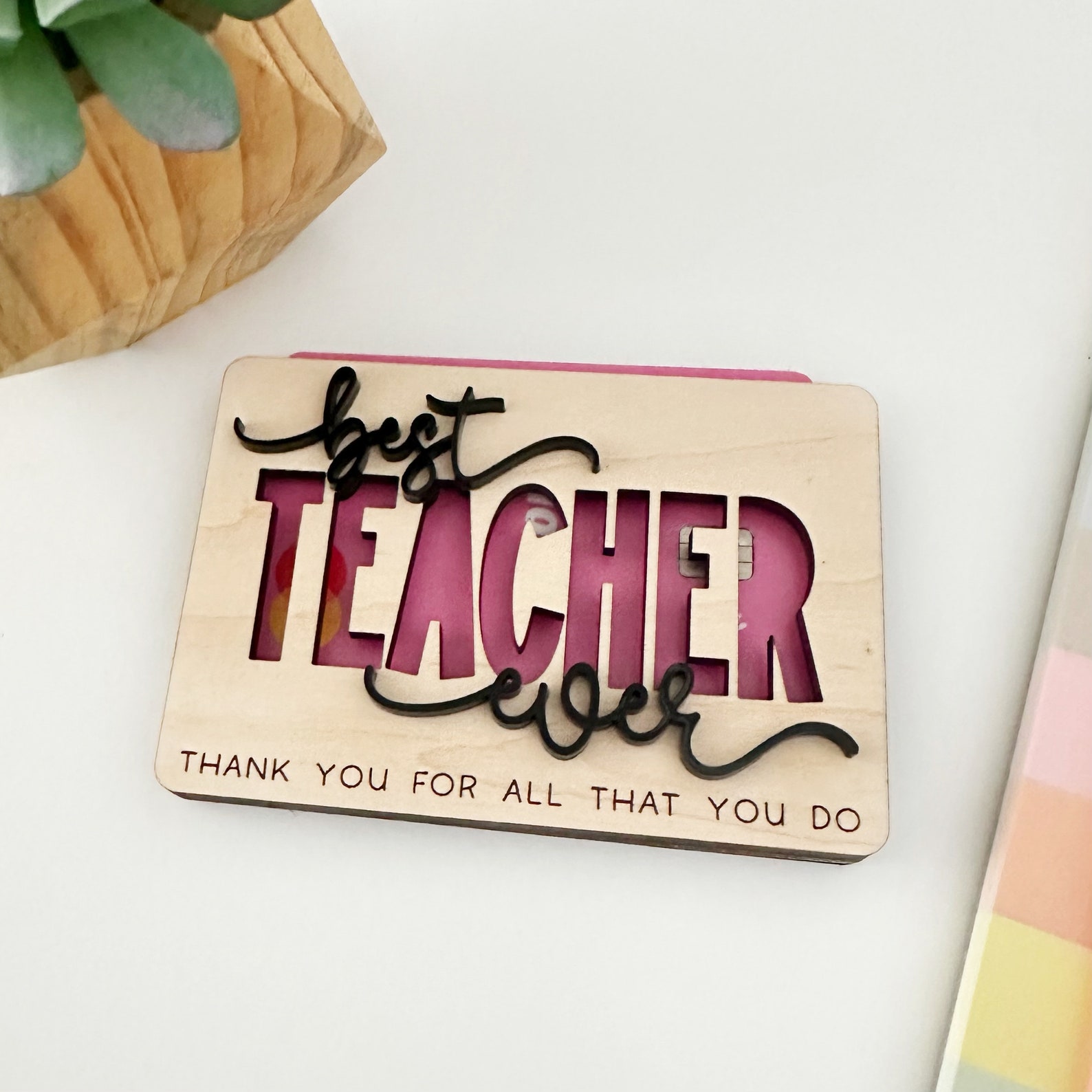 Teacher Appreciation SVG File | Teacher Gift Card Holder Laser File ...