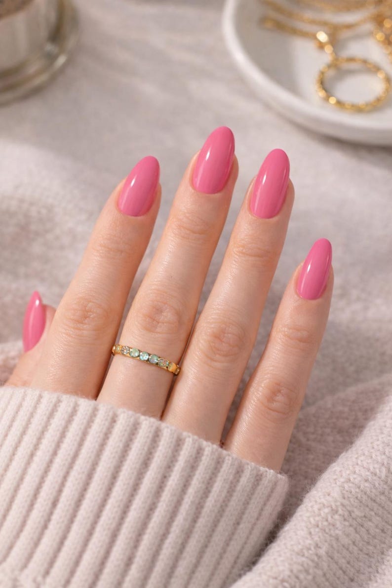 Almond Press on Nails | Solid Color False Nails, 30 Piece Box - Etsy