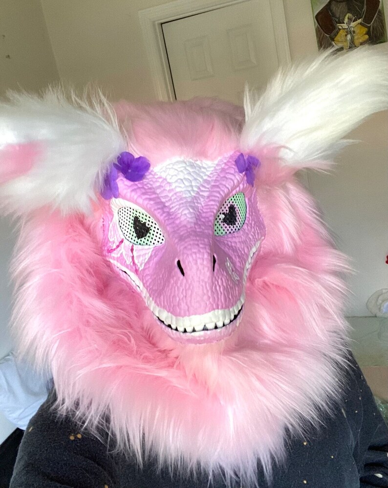 Custom Furred Dino Mask Fursuit Head/ Cosplay Mask QUICK TAT - Etsy