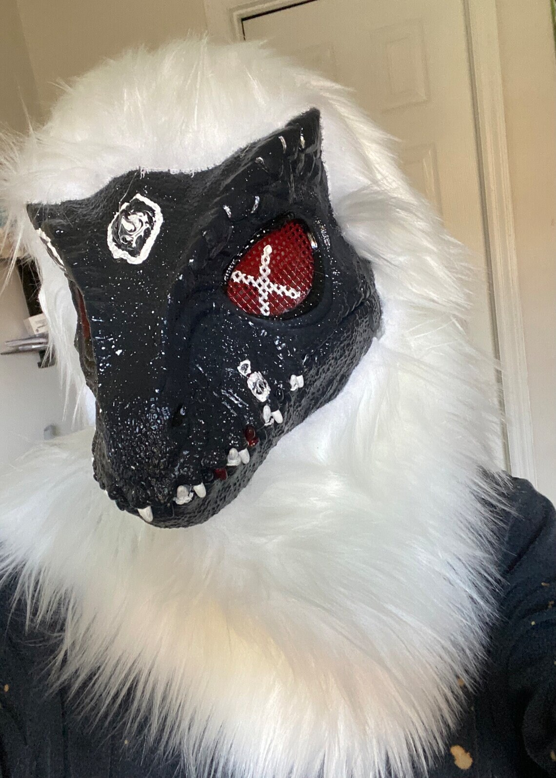 Custom Furred Dino Mask Fursuit Head/ Cosplay Mask QUICK TAT - Etsy