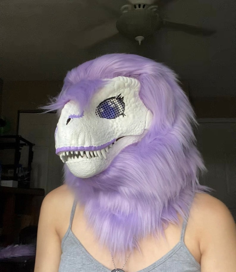 Custom Furred Dino Mask Fursuit Head/ Cosplay Mask QUICK TAT - Etsy