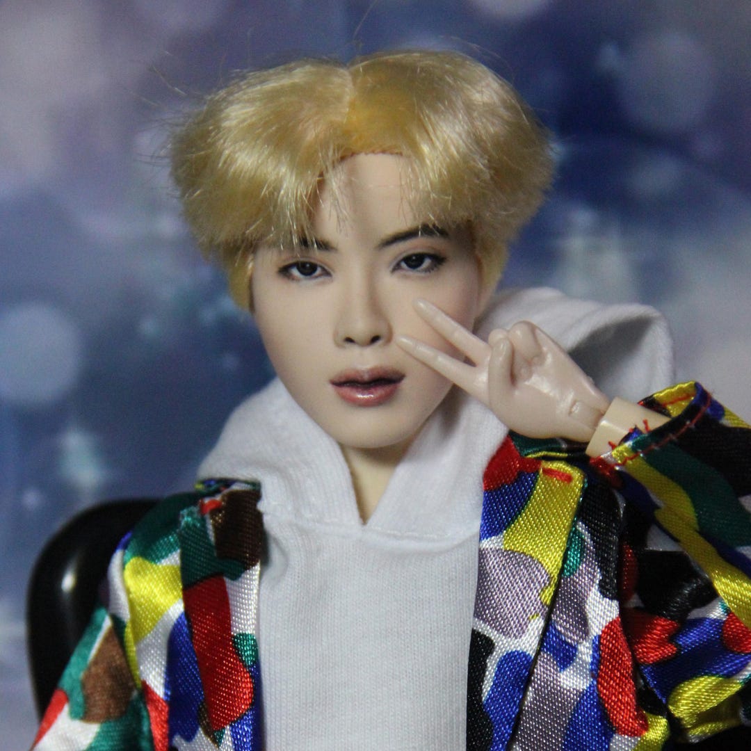 Custom BTS Jin Portrait Doll Head Repaint Asian Ken Blonde Hair OOAK - Etsy