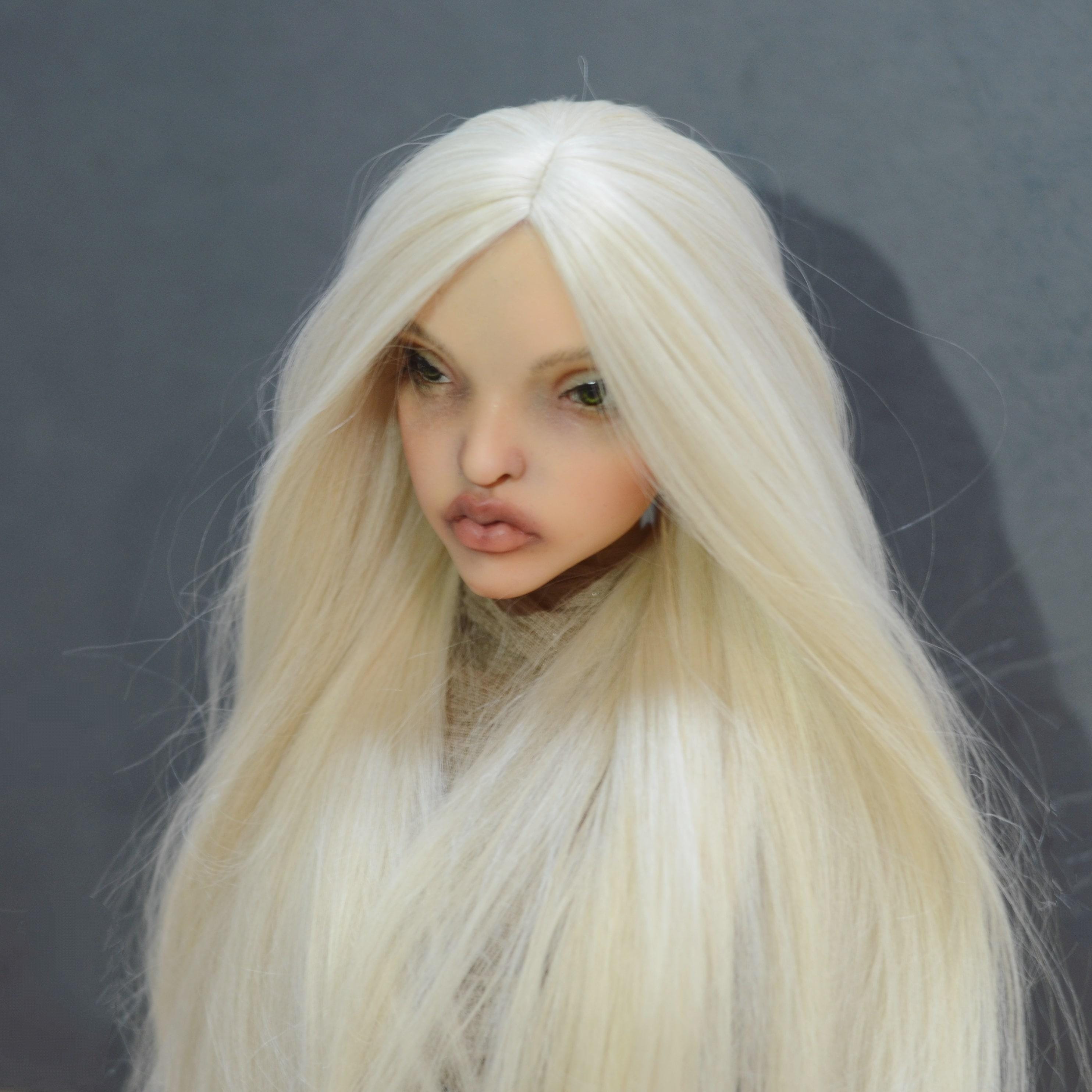 Ivory Beige Long Alpaca Wig for Pashapasha Bjd Original and Mini Dolls ...