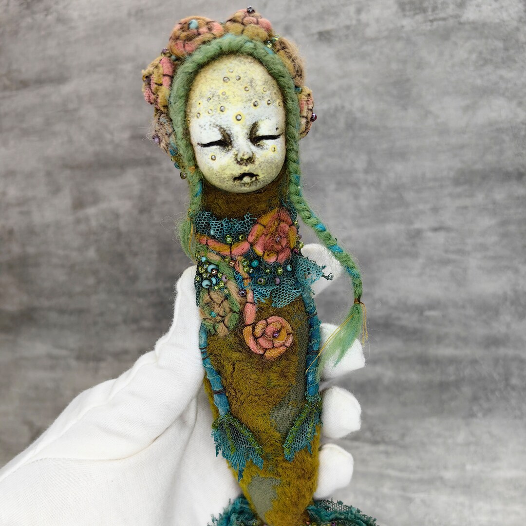 Mermaid Art Doll Primitive Teddy Doll With Mermaid Tail Mythical ...