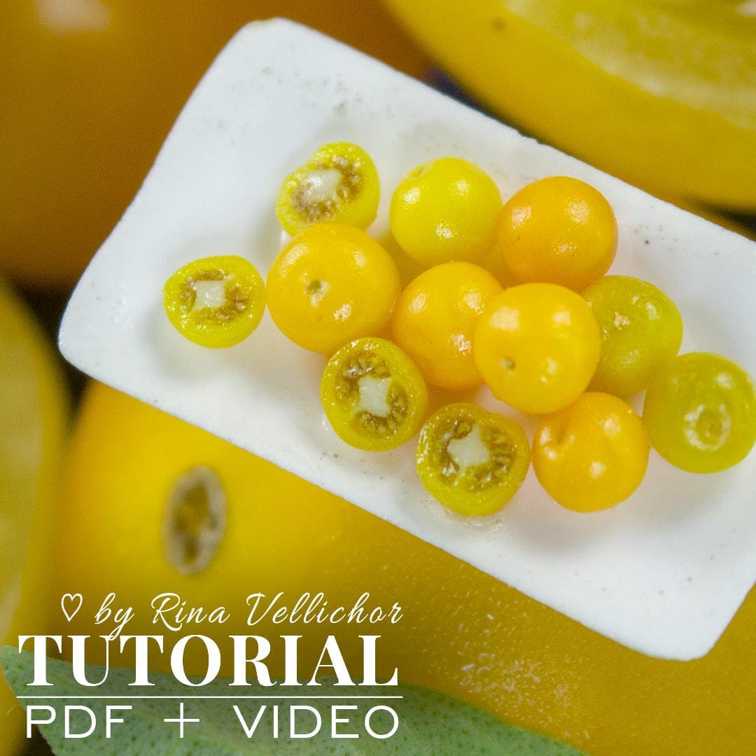 TUTORIAL Miniature Yellow Tomato Cane With Polymer Clay for 1:12 Scale ...