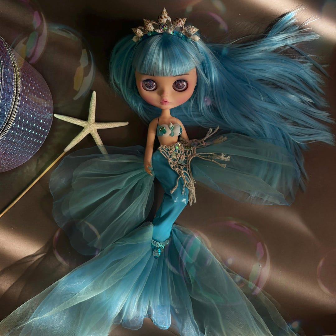 Blythe Doll Mermaid Princess. Custom Doll Blythe Custom Ooak. Blythe ...