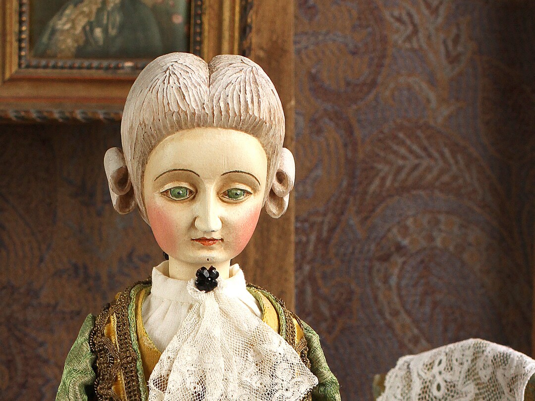 Queen Anne Style Wooden Doll - Rare Poseable Jointed Doll - Early ...