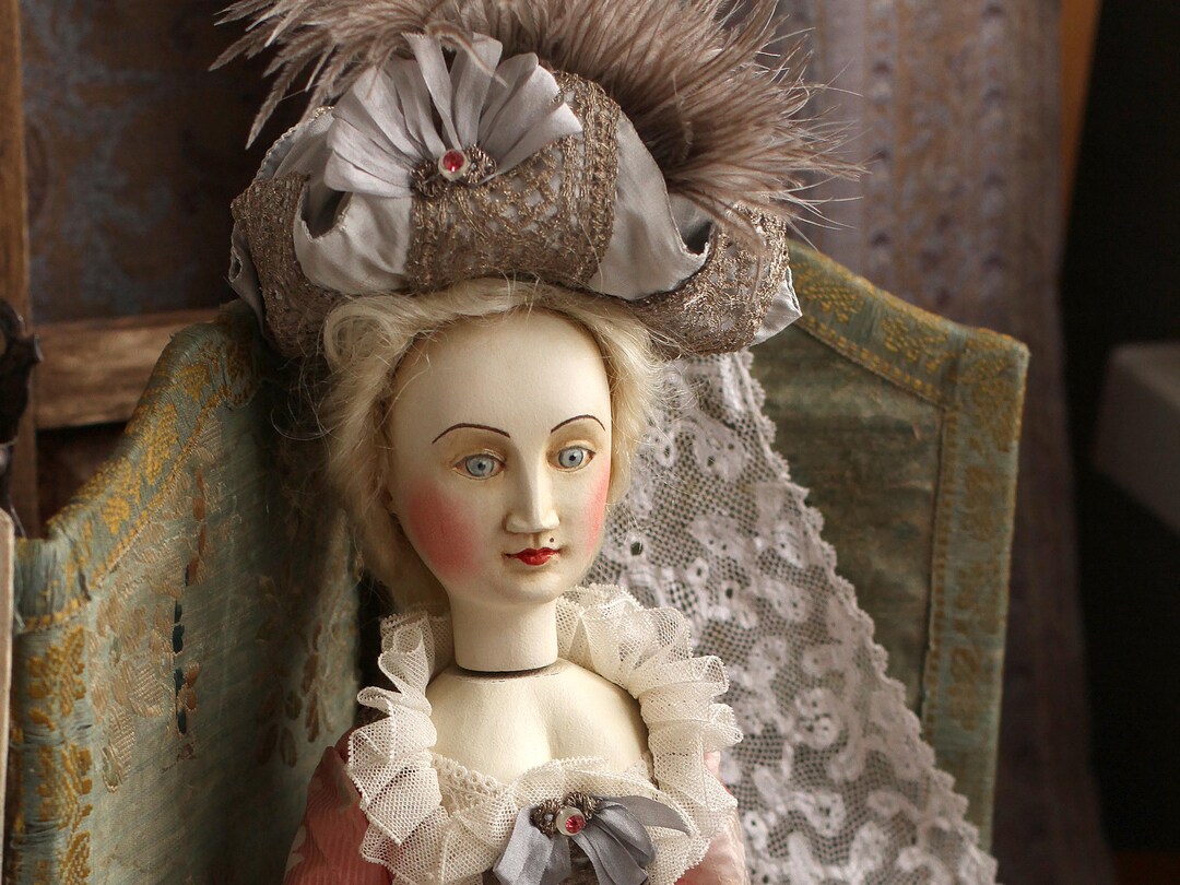 French Court Wooden Doll - Antique Style Art Doll - Rare Poseable ...