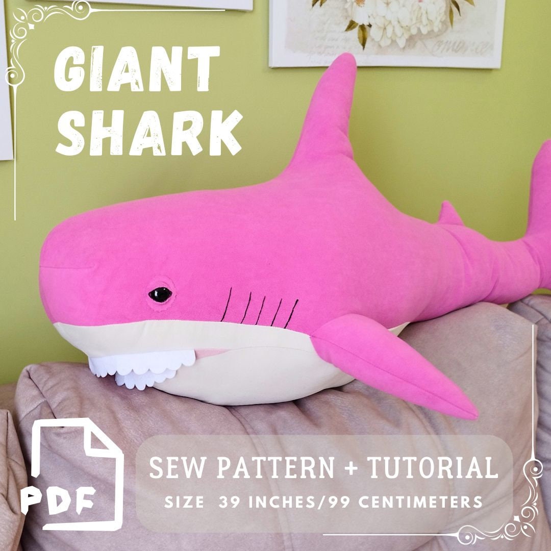 Shark Plush Sewing Pattern - PDF Digital Download - Plush Sewing DIY ...
