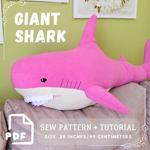 Shark Plush Sewing Pattern: Giant Pink Shark DIY Project (PDF Digital ...