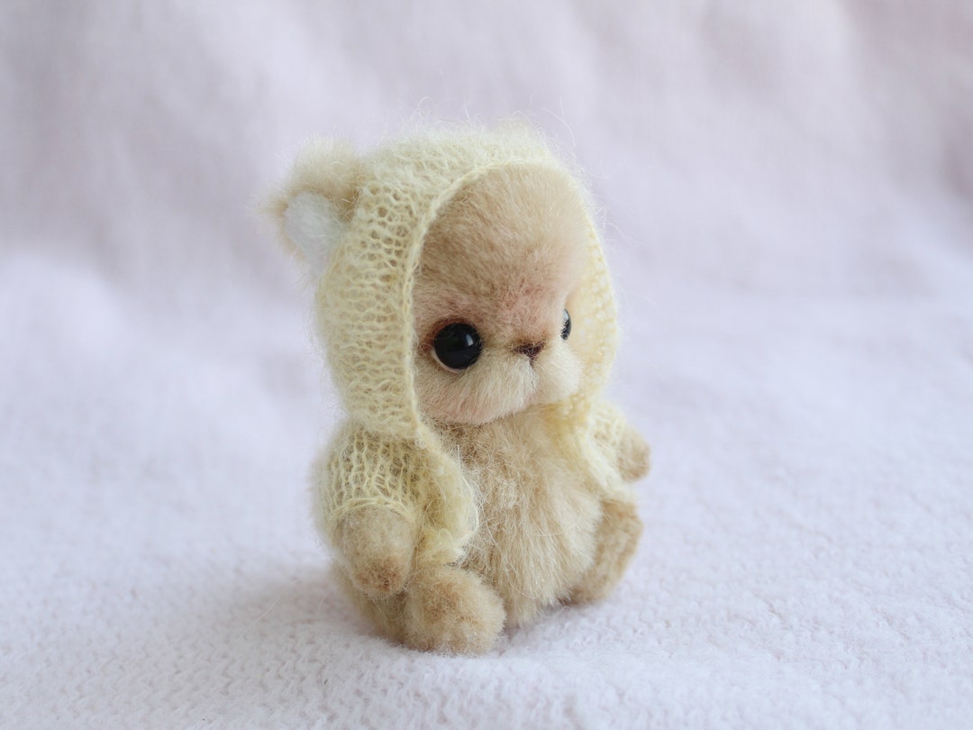 Handmade Miniature Beige Plush Bunny Collectible Toy - Etsy