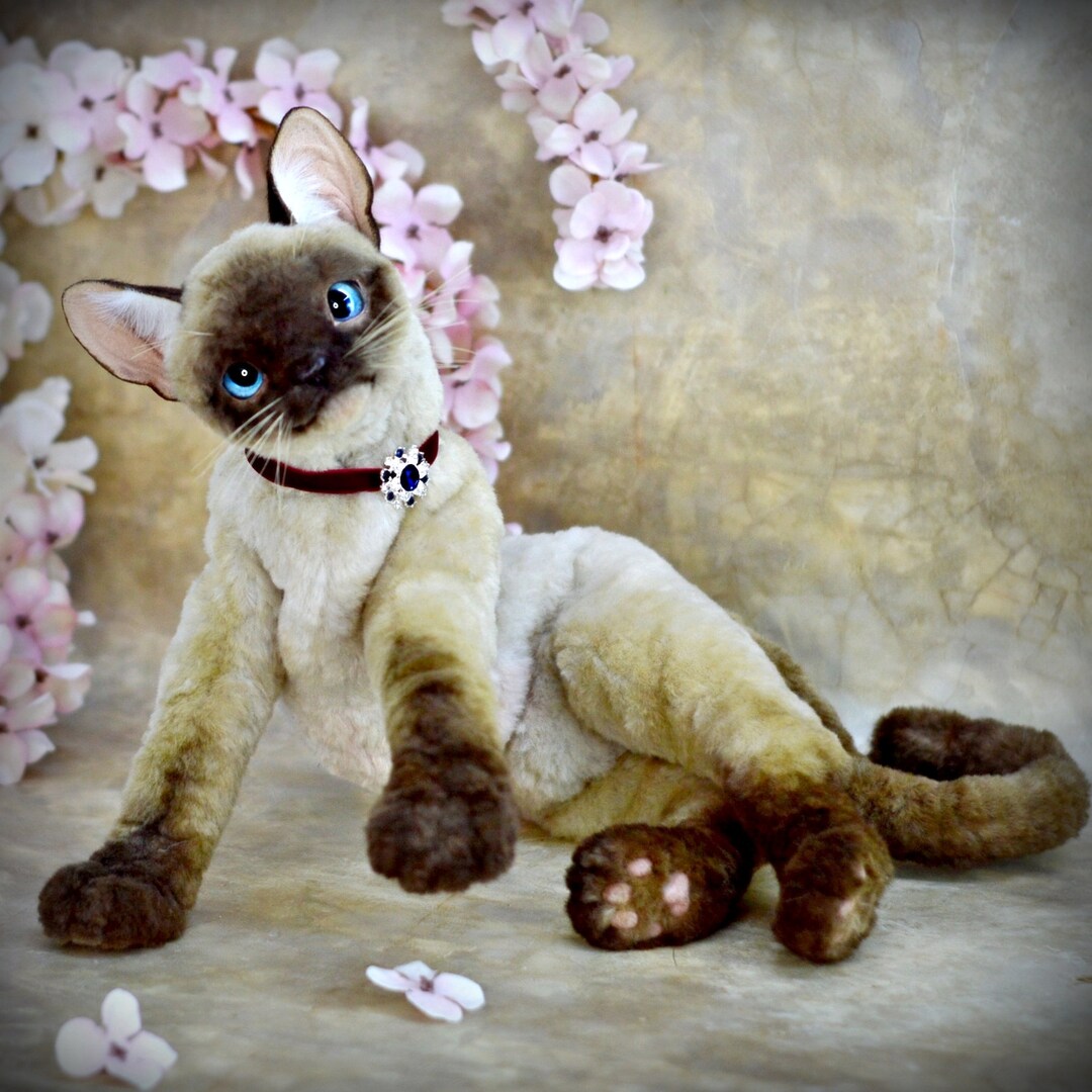 READY TO SHIPPING Blue-eyed Siamese Cat, Realistic Stuffed Toy, Posing ...