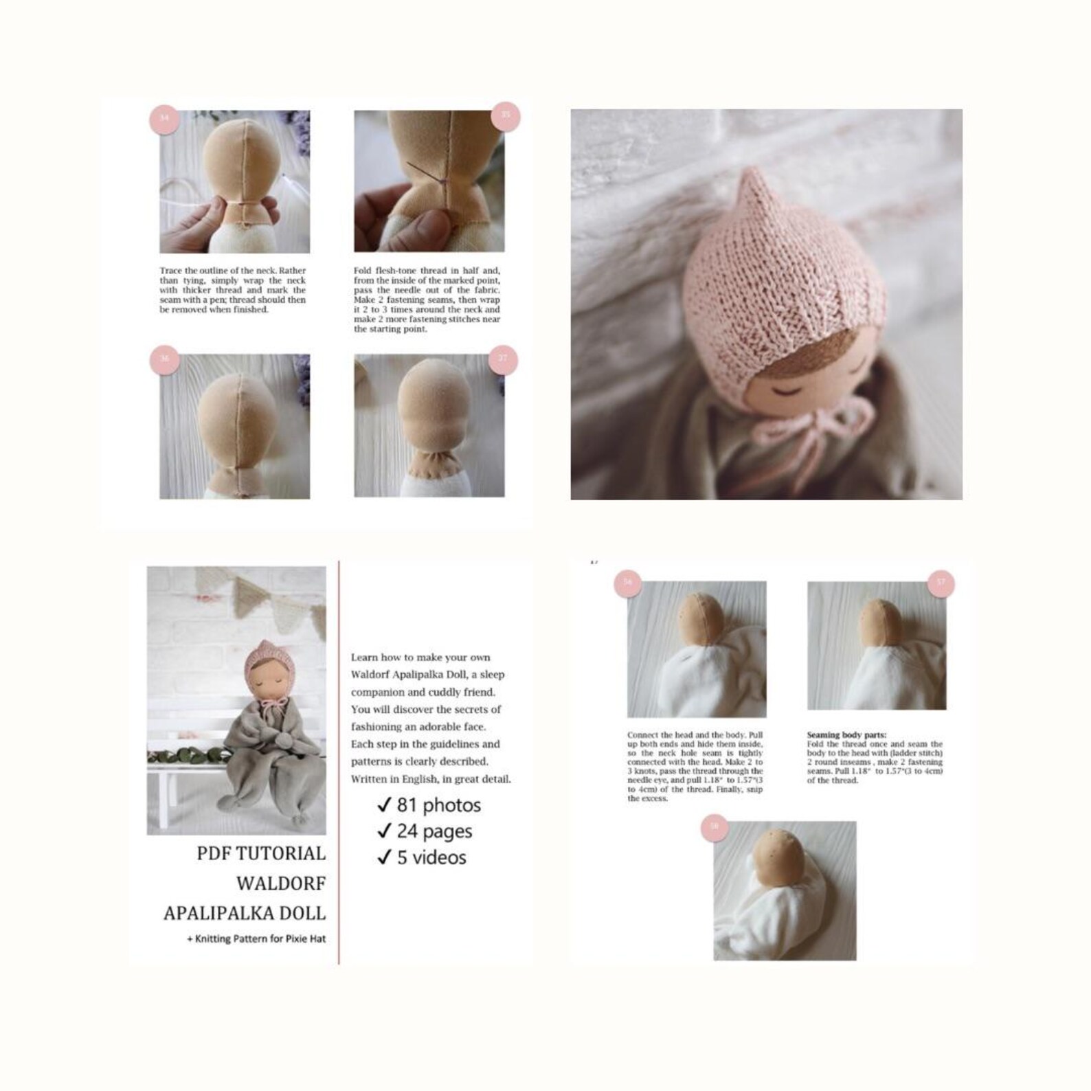 Waldorf Doll Sewing Pattern: 10" Baby Doll & Pixie Hat (PDF) - Etsy