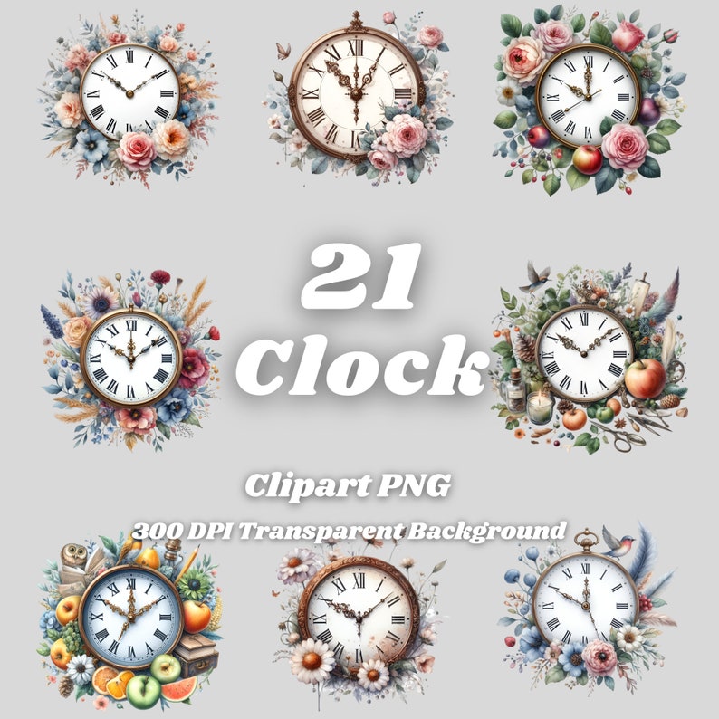 Clock PNG 21 Clock Clipart PNG Files, Transparent Background, 300 DPI ...