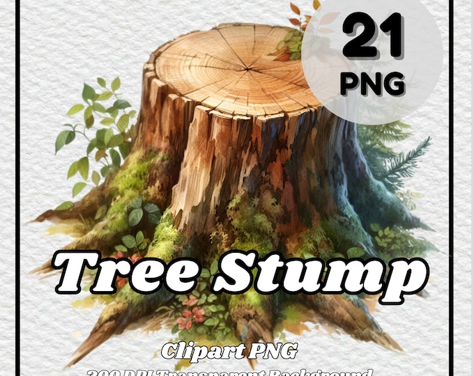 15 Floral Tree Stump Clipart Bundle Watercolor Forget Me Not Printable ...